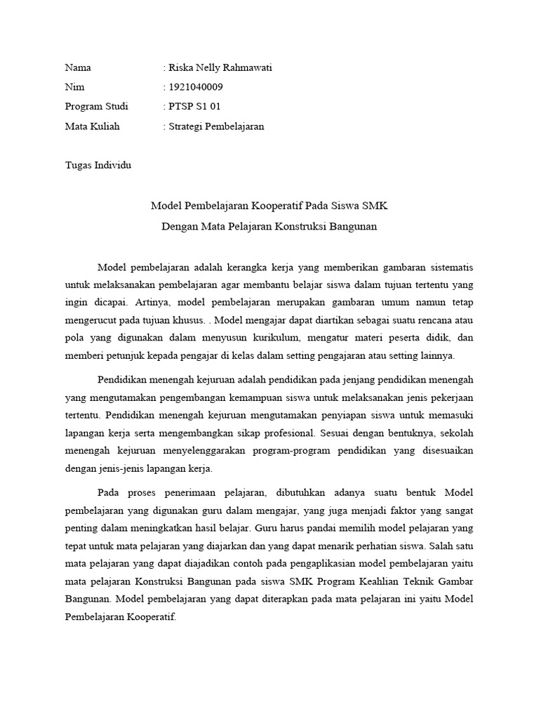 Riska Nelly Rahmawati - Model Pembelajaran | PDF | Seni