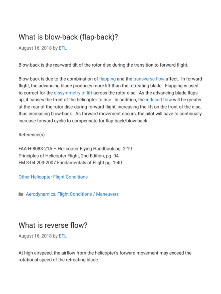 Blow-Back (Flap-Back) - and Reverse Flow - Helicopter Study Guide | PDF ...