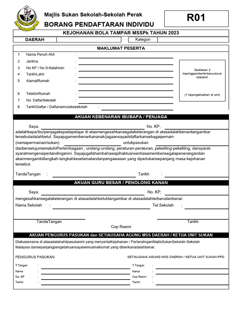 Borang Daftar Individu R01 | PDF
