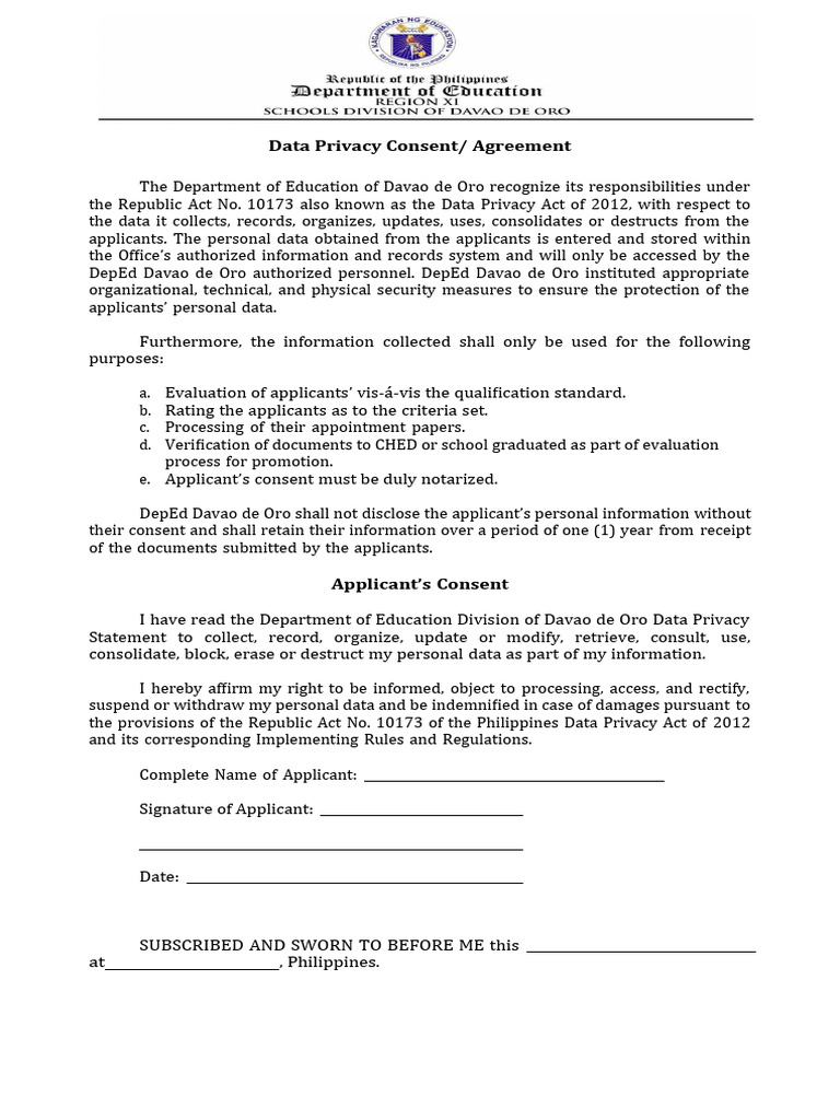 Data Privacy Applicants Consent 1 | PDF