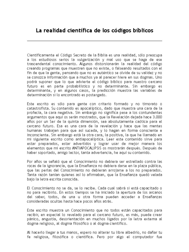 Códigos Bíblicos: Realidad Científica | PDF | Tora | Science