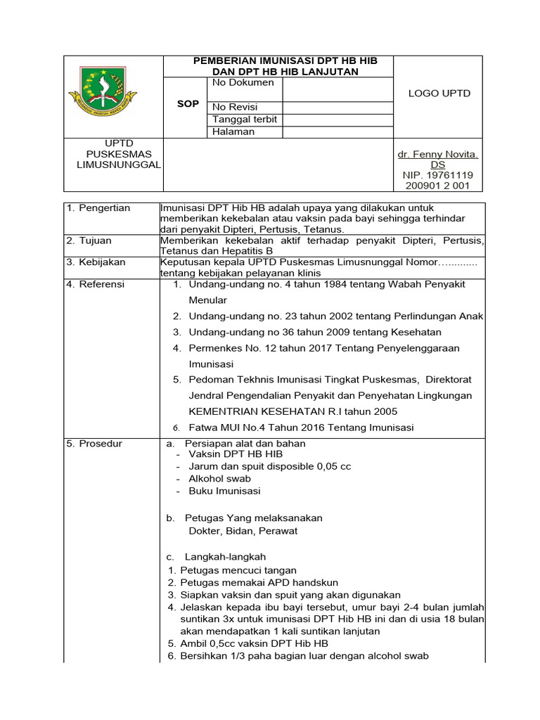 Sop DPT HB Hib Dan DPT HB Hib Lanjutan | PDF