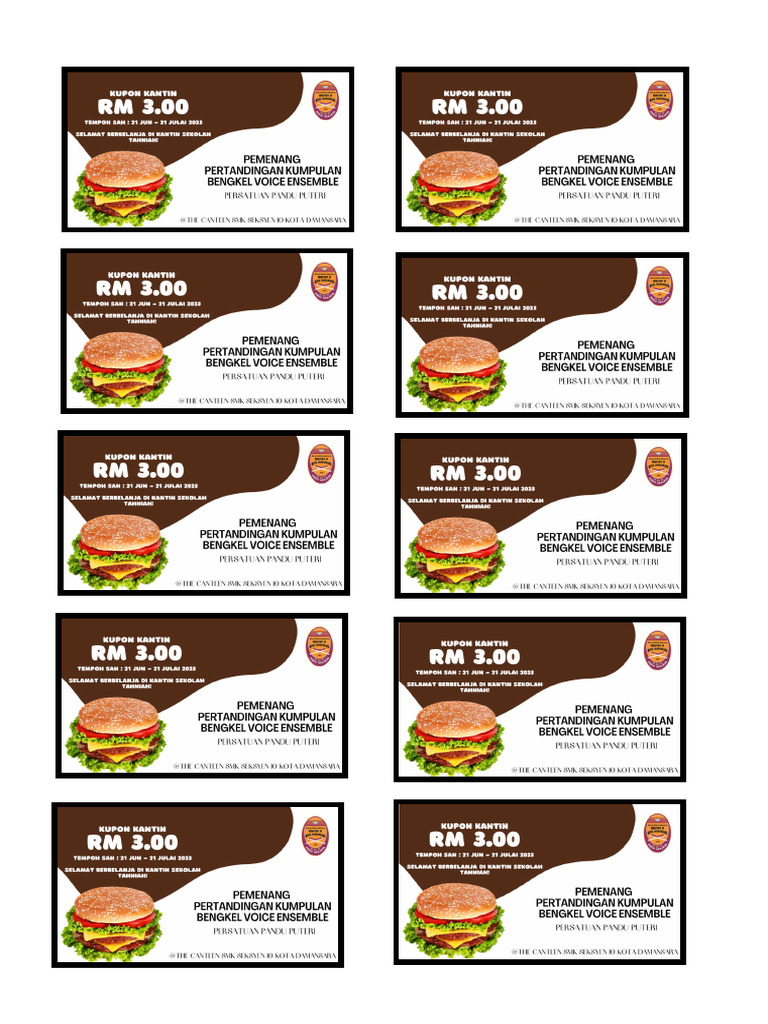 Kupon Kantin RM3 | PDF