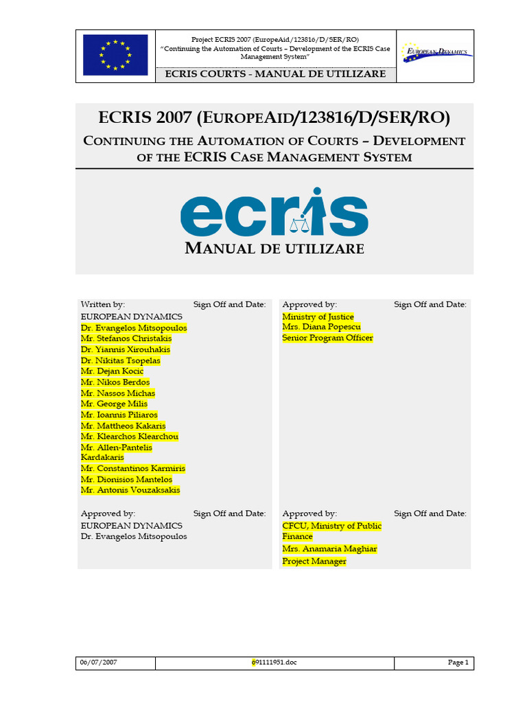 Manual de Utilizare ECRIS | PDF | Computer Networking | Information ...