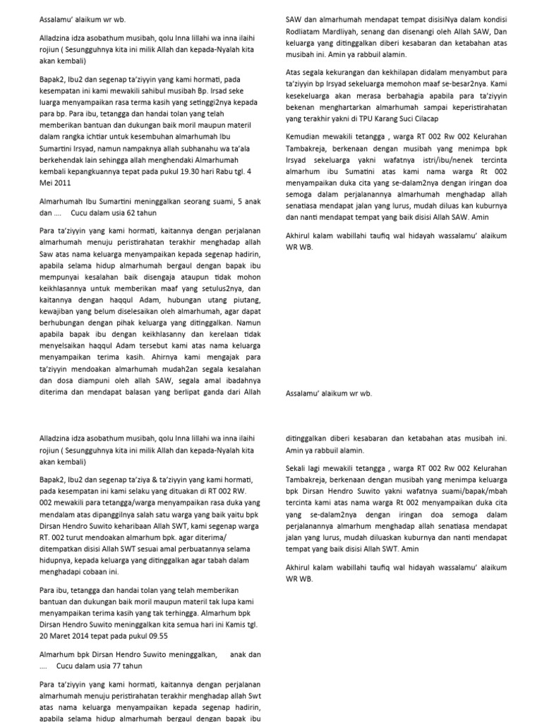 Upacra Berkenaan DNG Musibah | PDF