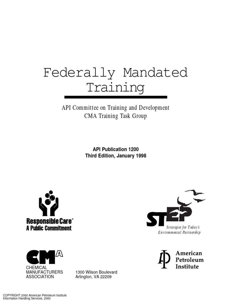 API Pub 1200 - Federally Mandated Training | PDF | Noise | Dangerous Goods