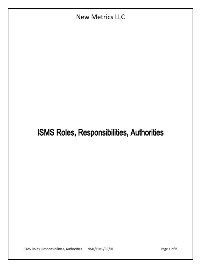 ISMS Roles, Responsibilities, Authorities | PDF | Information Security | Vulnerability (Computing)