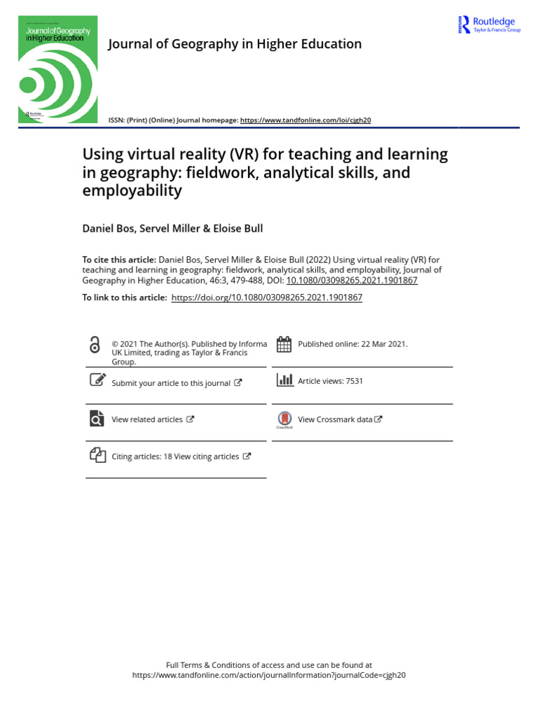 VR in Geography Education: Enhancing Skills | PDF | Augmented Reality ...