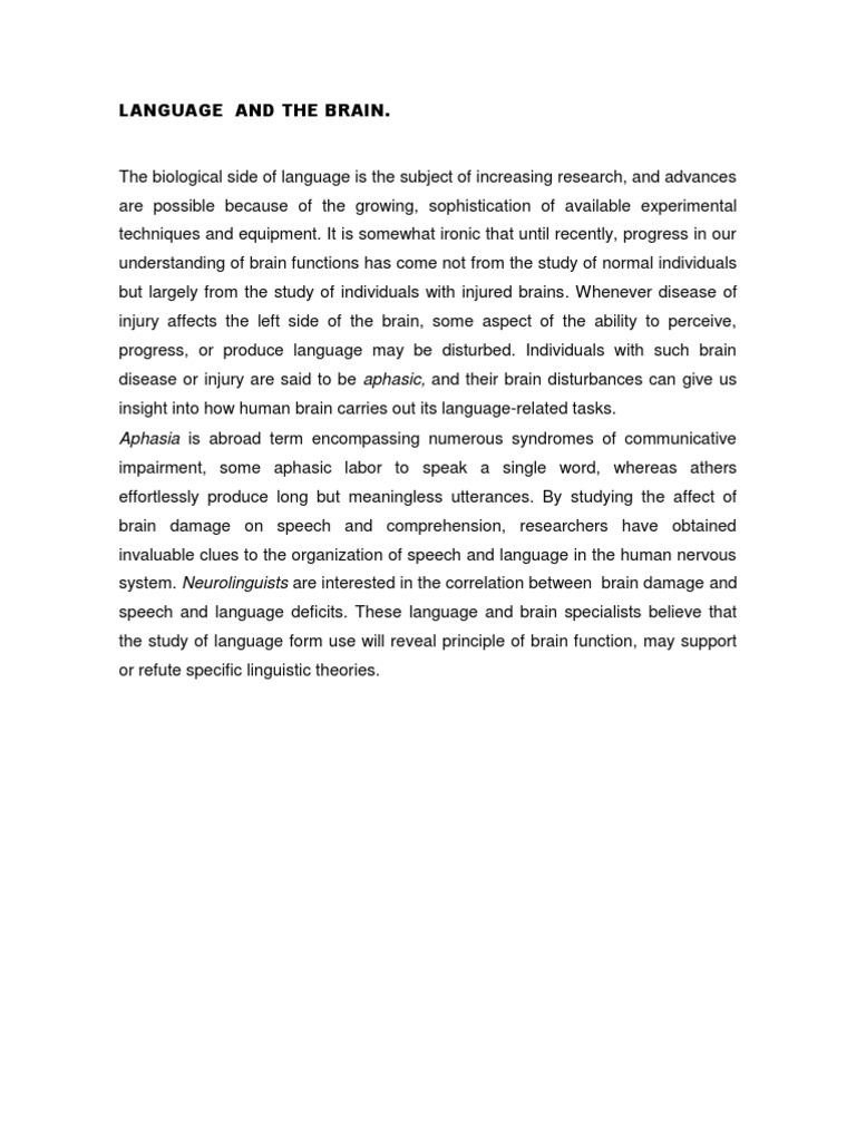 Language Processing in the Brain | PDF | Cerebrum | Cerebral Cortex