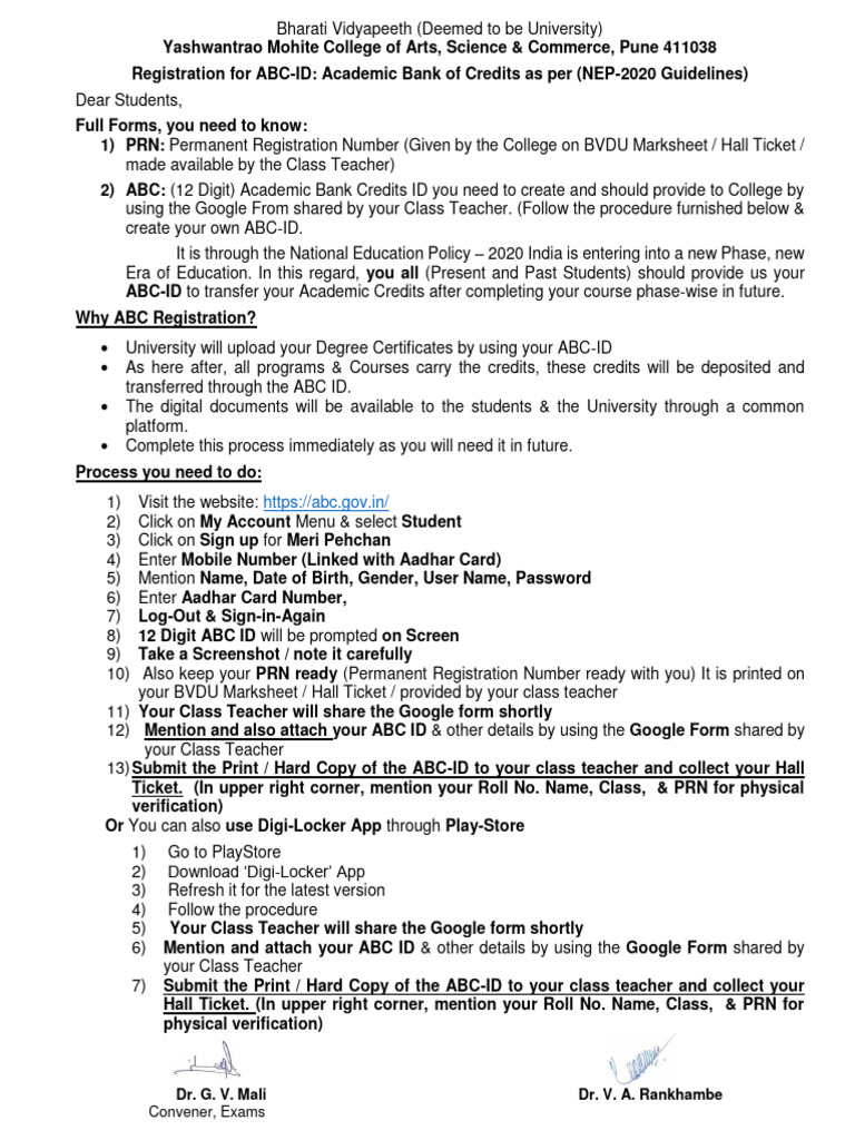 ABC-ID Regi Students Notice | Download Free PDF | Google Play | Software