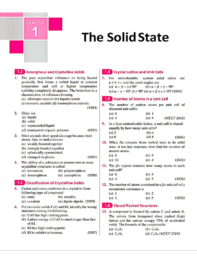 Solid State Pyqs | PDF
