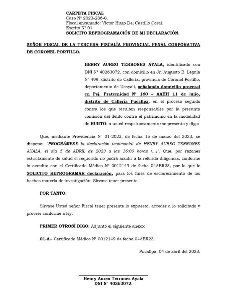 Reprogramacion de Declaracion | PDF