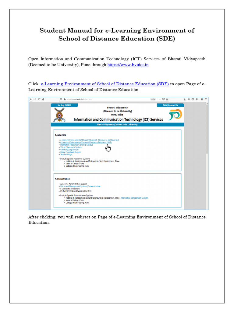 Student Manual For E-Learning Environment of School of Distance ...