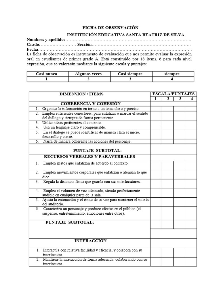 Instrumento y Baremo | PDF | Comunicación humana | Ciencia cognitiva