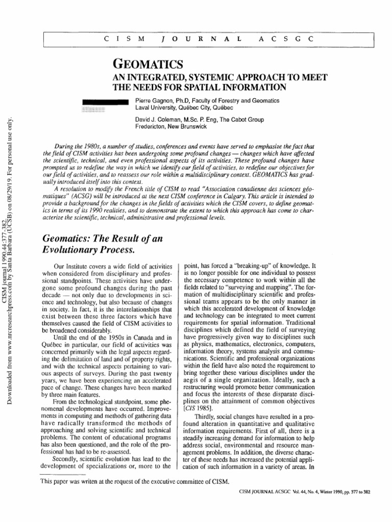 Geomat 1990 0033 | PDF | Geomatics | Surveying