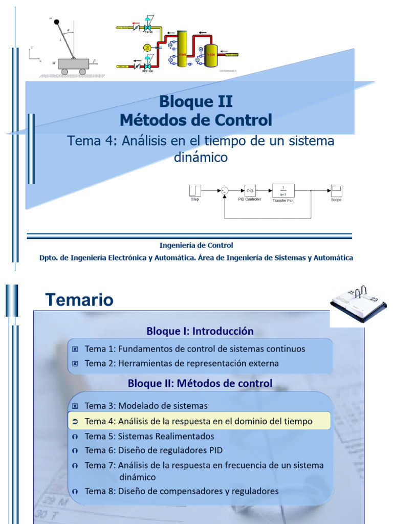 Tema 4- Análisis en el tiempo de un sistema dinámico | PDF | Ingeniería de control | Teoría de ...