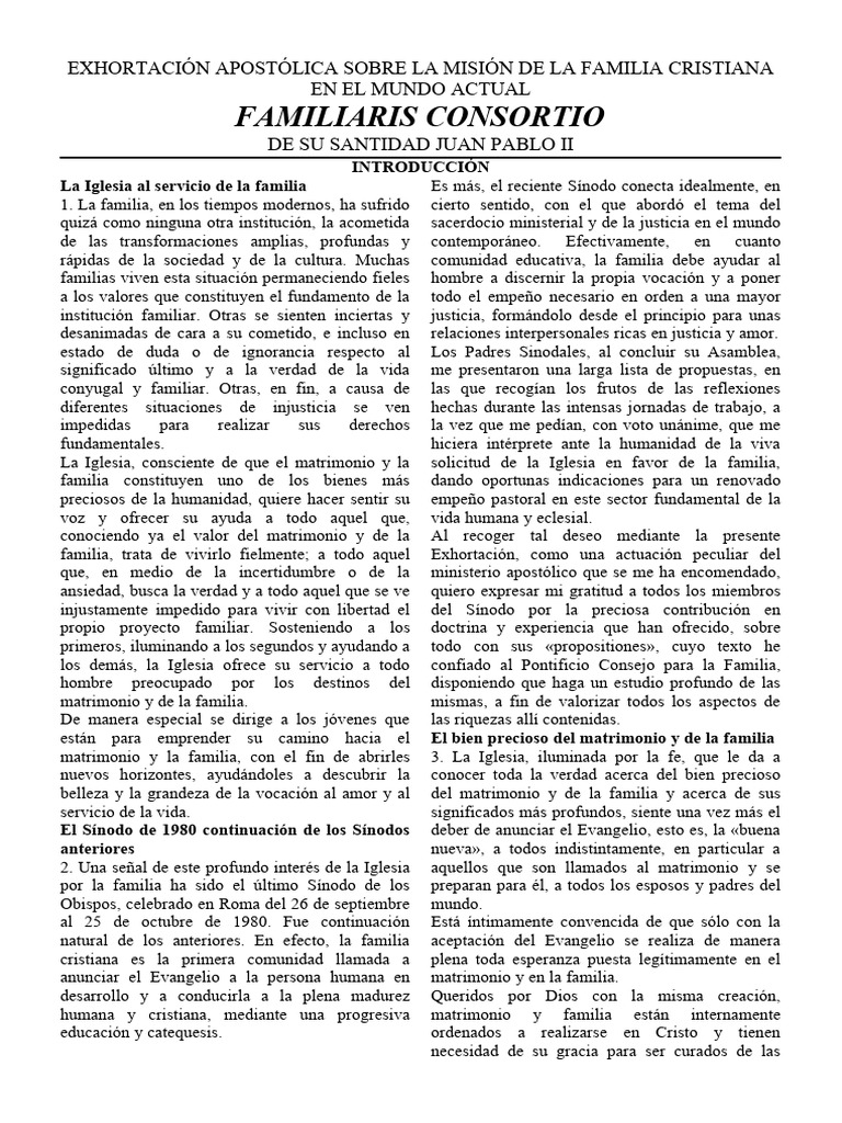 Familiaris Consortio | PDF | Amor | eucaristía