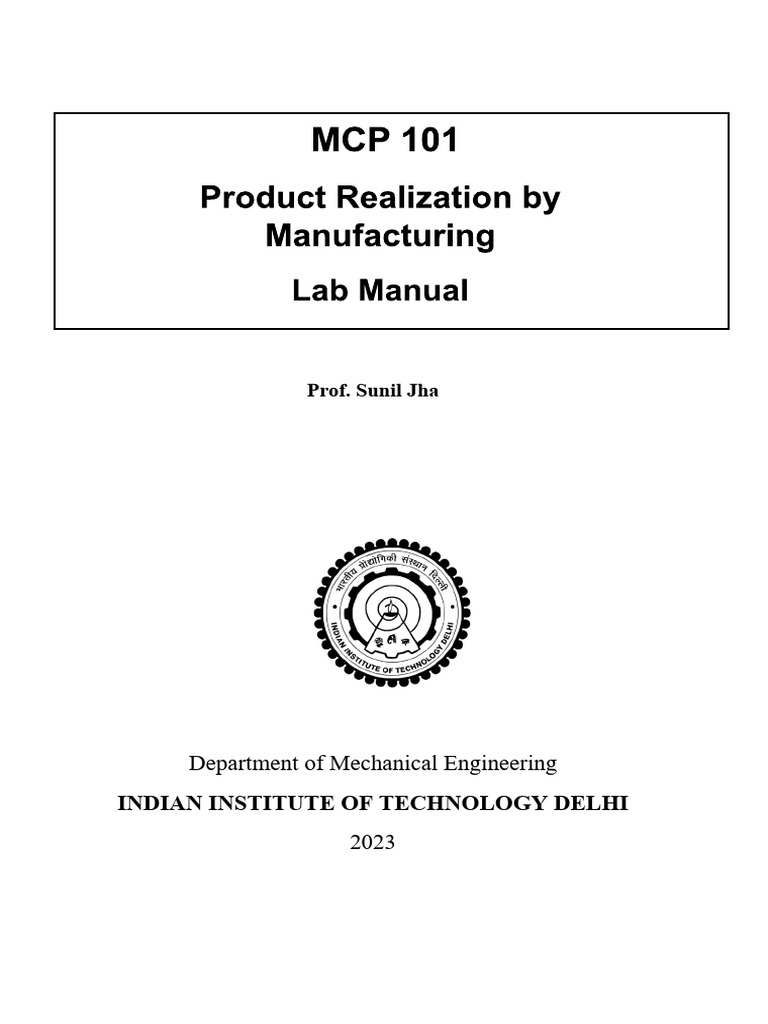 MCP101 Lab Manual 2023 - Updated | PDF | Sheet Metal | Grinding ...