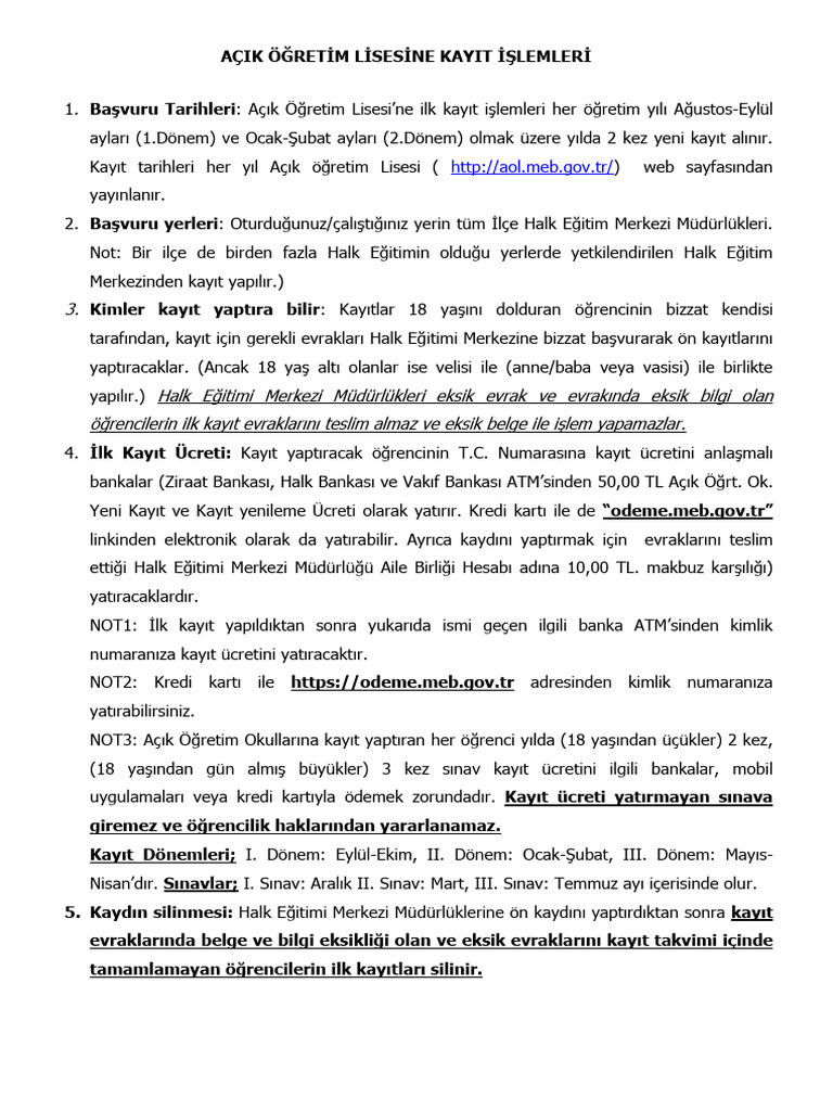 2 Acik Ogretim Lisesine Kayit Donemleri Ve Basvurular | PDF 2 Acik Ogretim Lisesine Kayit Donemleri Ve Basvurular | PDF