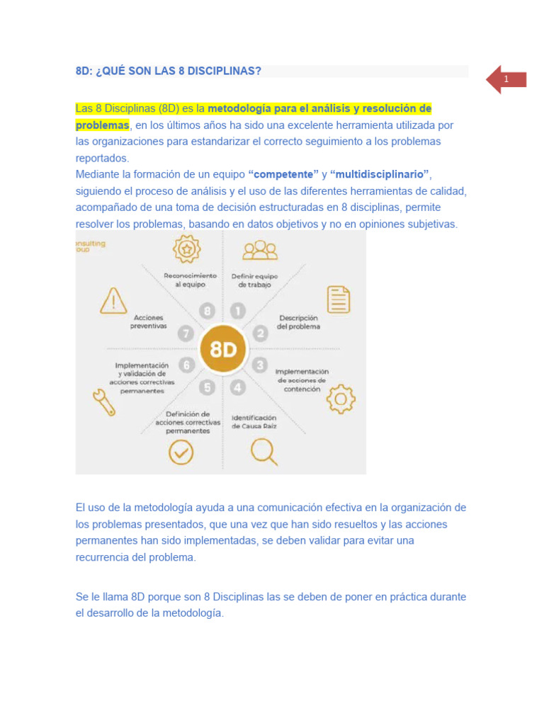 8D: ¿Qué Son Las 8 Disciplinas? | PDF