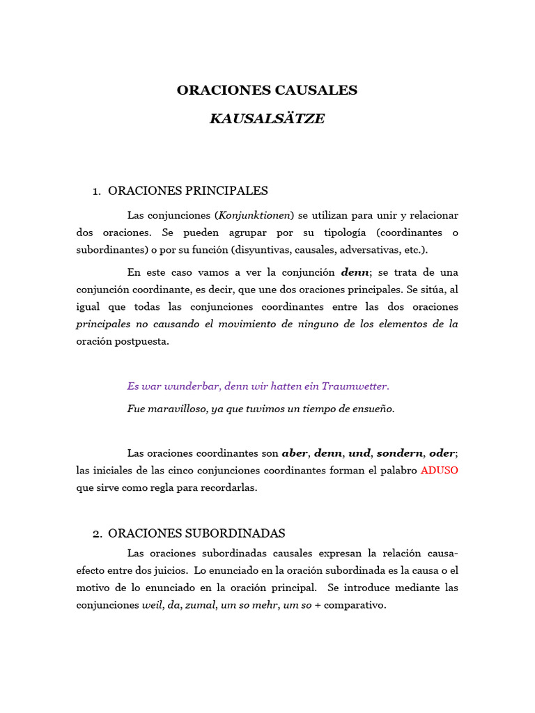 Oraciones Causales | PDF | Oración (Lingüística) | Relaciones sintácticas