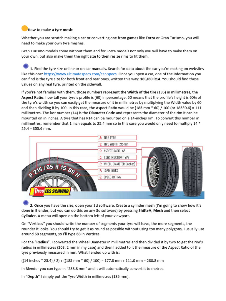 Tyre Meshes and GTS Tyre Textures Tutorial | PDF | Texture Mapping | Computer Graphics