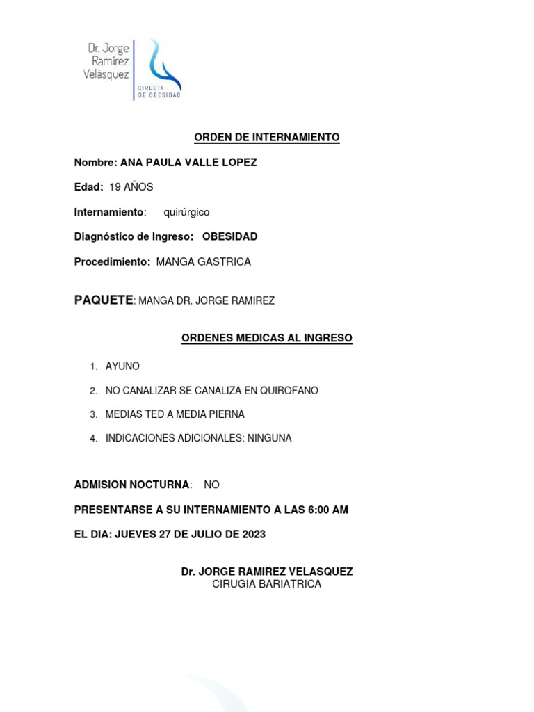 Orden de Internamiento Ana Paula Valle | PDF