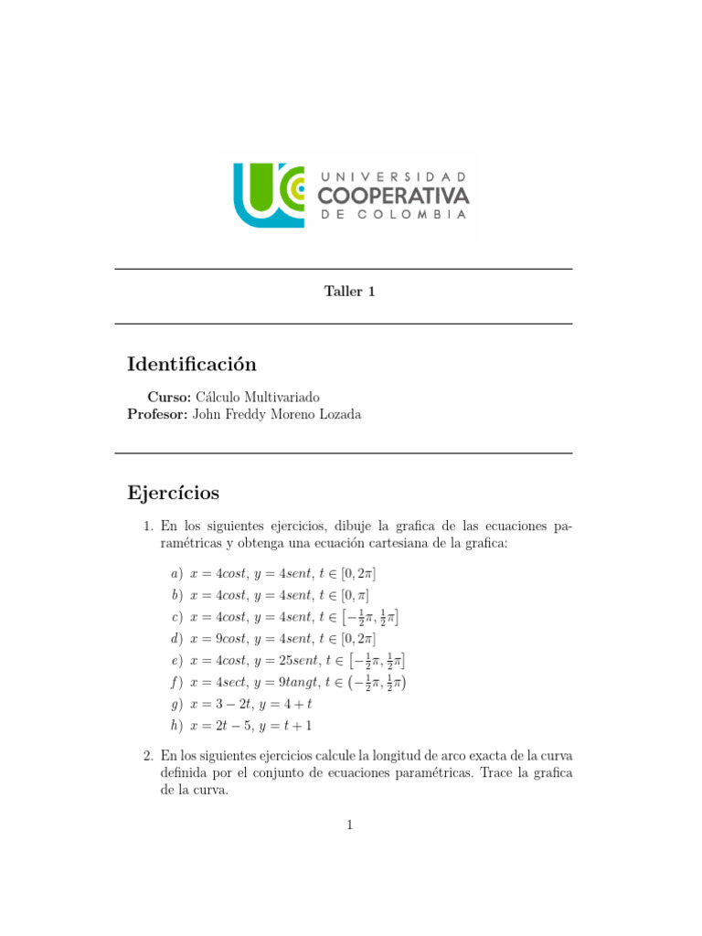 Ejercicios de Cálculo Multivariado | PDF | Objetos matemáticos | Topología