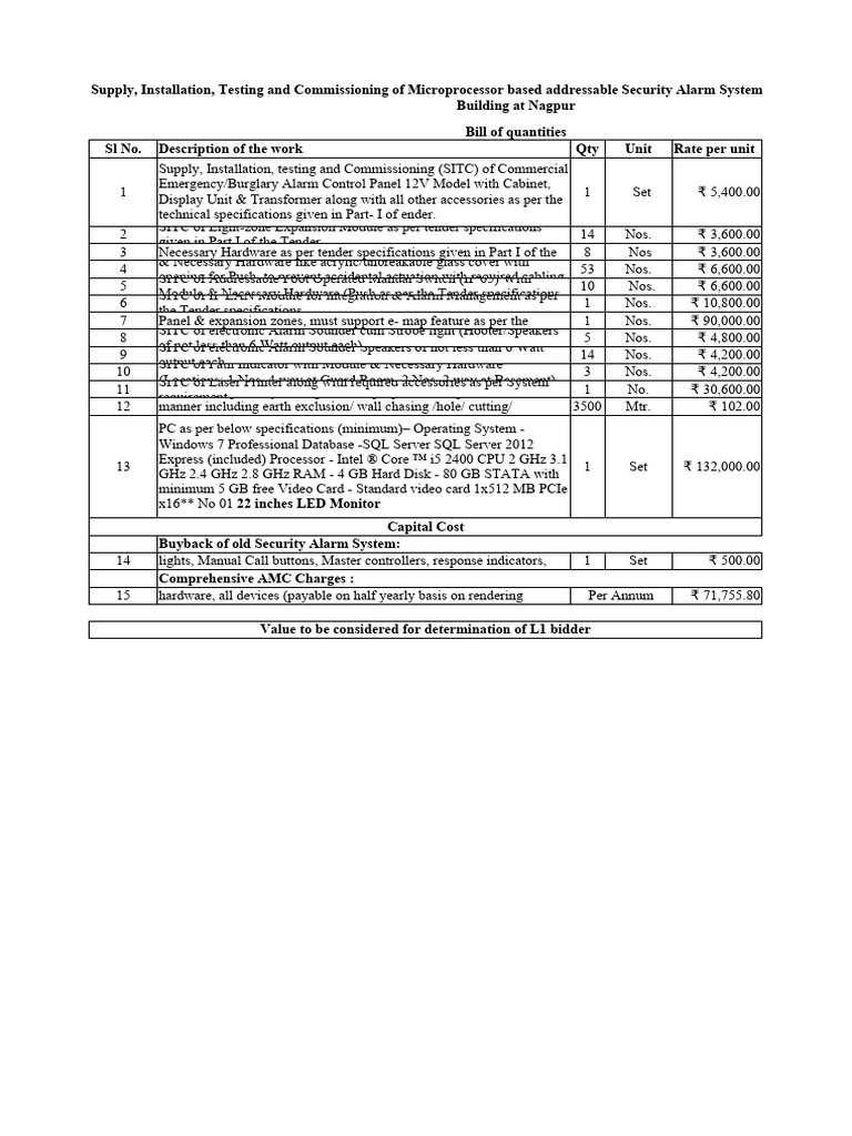 RBI Nagpur - BOQ Tender Price | PDF | Computing | Computer Hardware