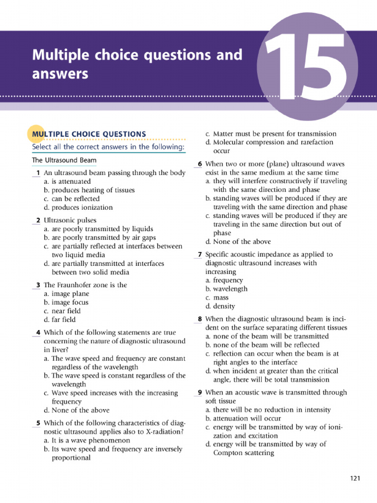 Ultrasound Physics MCQ and Answers | PDF