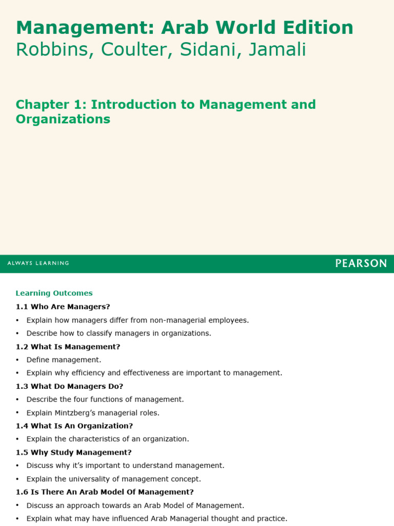 Chapter 1 Introduction To Management | PDF | Thought | Behavioural Sciences
