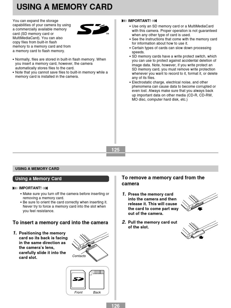 Using A Memory Card Important! | PDF | Computer File | Computer Data Storage