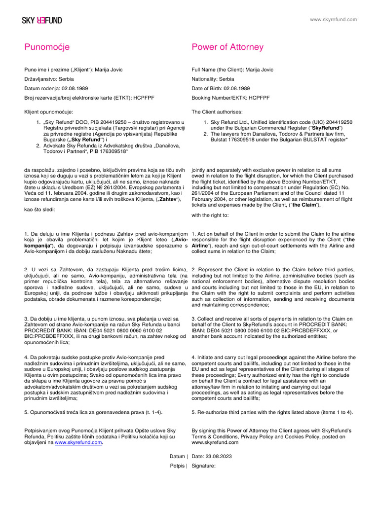 Authorization Form Marija Jovic SR | PDF | Justice | Crime & Violence Authorization Form Marija Jovic SR | PDF | Justice | Crime & Violence