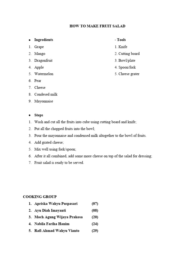 How To Make Fruit Salad | PDF