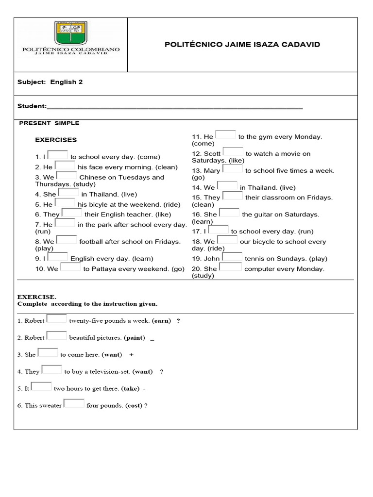 Present Simple 1 | PDF | Workweek And Weekend