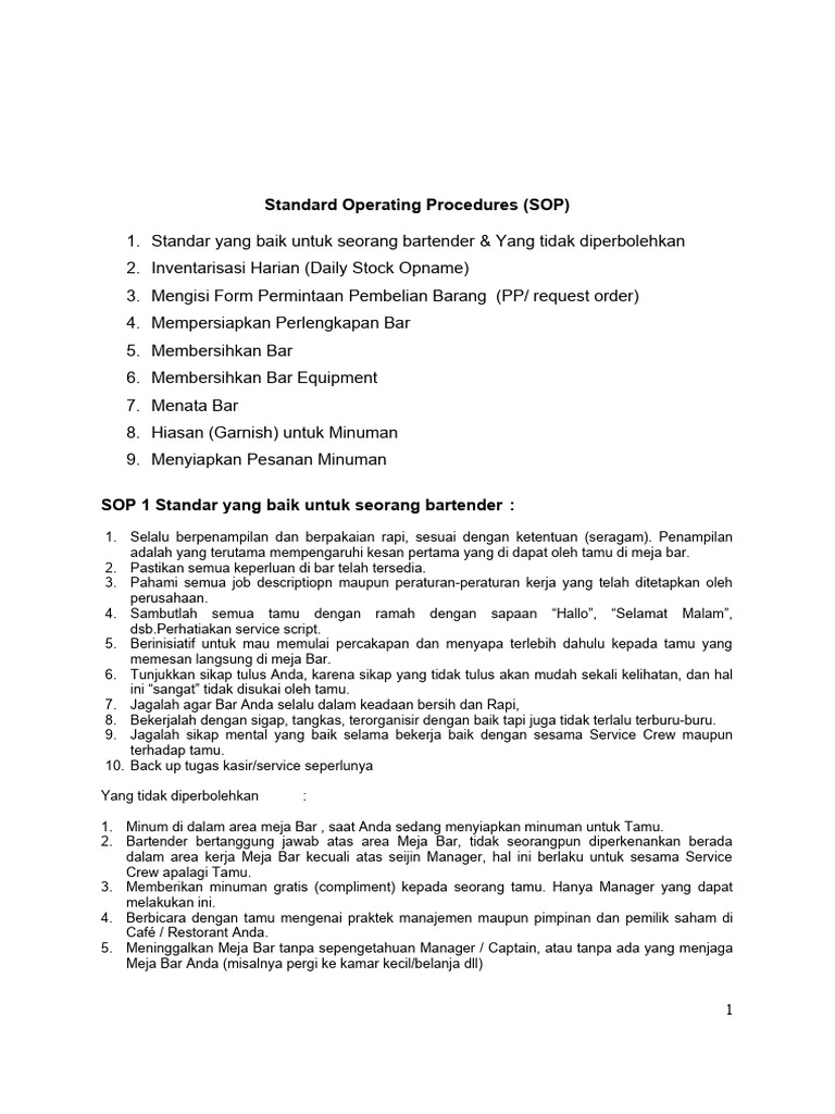 Sop Bar | PDF
