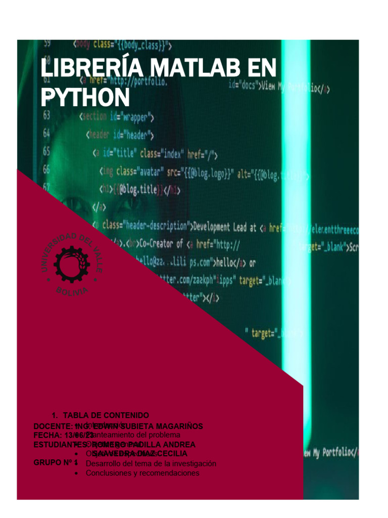 Informe Final de Computacion | PDF | Python (lenguaje de programación) | Matlab