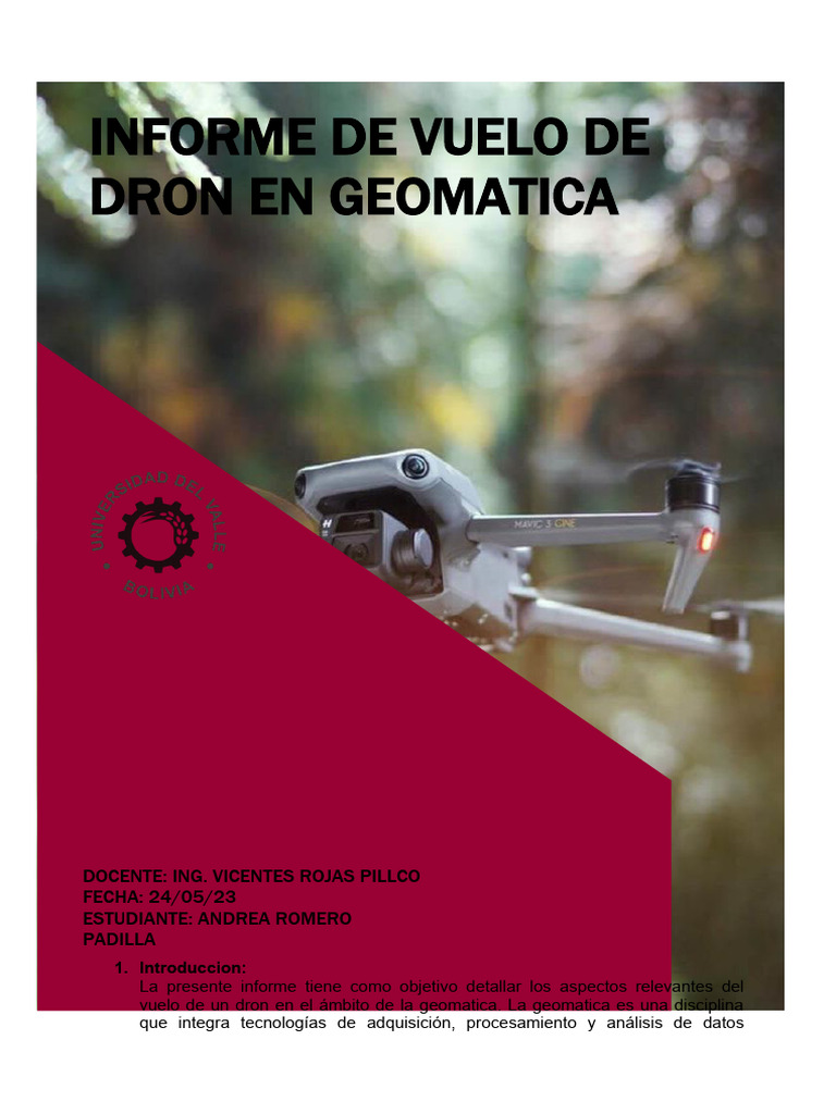 Informe de Vuelo de Dron en Geomatica | PDF | Geomática | Vehículo ...