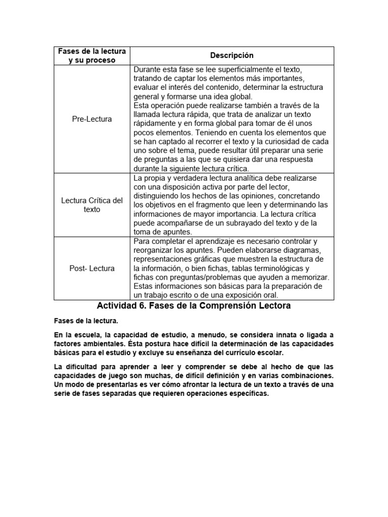 Fases del Proceso de Lectura | PDF | Neurociencia | Psicología cognitiva