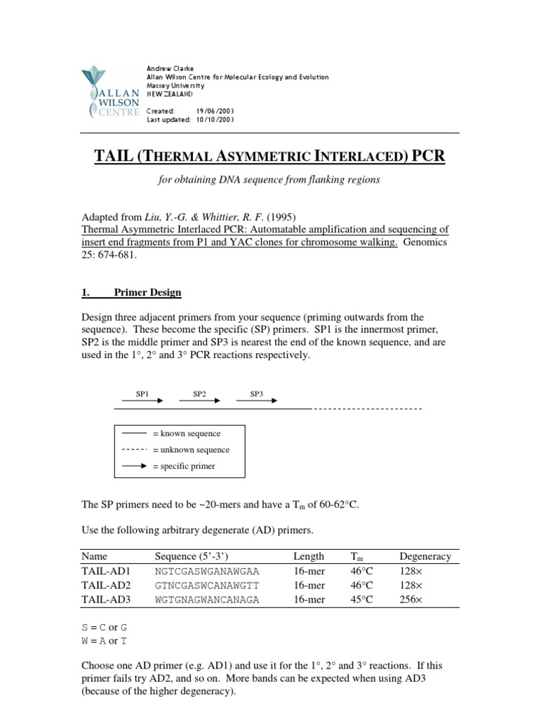 Tail PCR Protocol | PDF | Polymerase Chain Reaction | Primer (Molecular ...