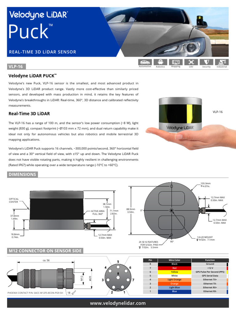 63-9229 - Rev-F - Puck - Spec Sheet - Web | PDF | Lidar | Electrical ...