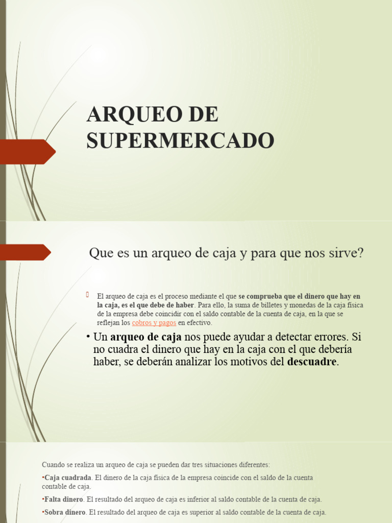 Arqueo de Supermercado | PDF | Contabilidad | Dinero