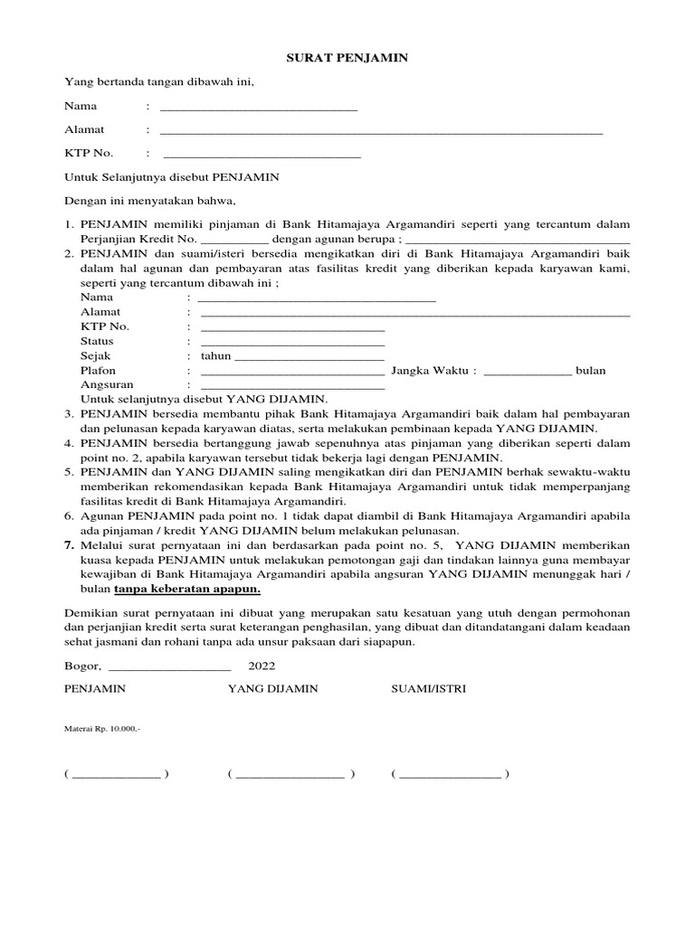 Surat Penjamin | PDF