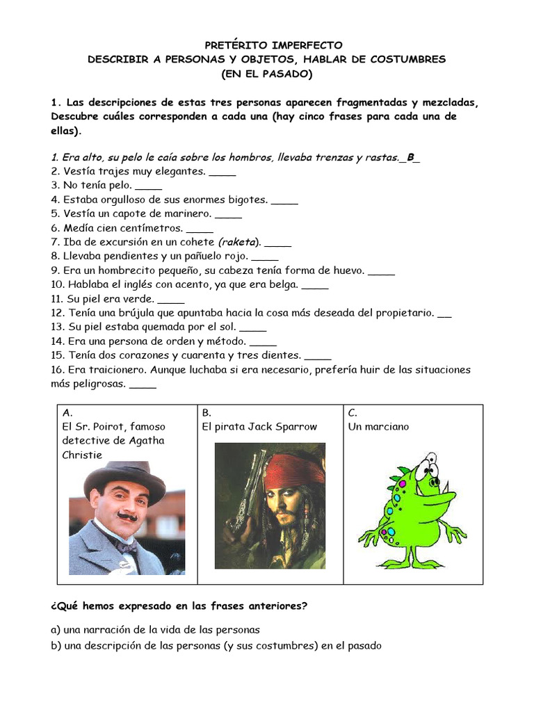 Imperfecto Forma y Usos SU 2020 | PDF