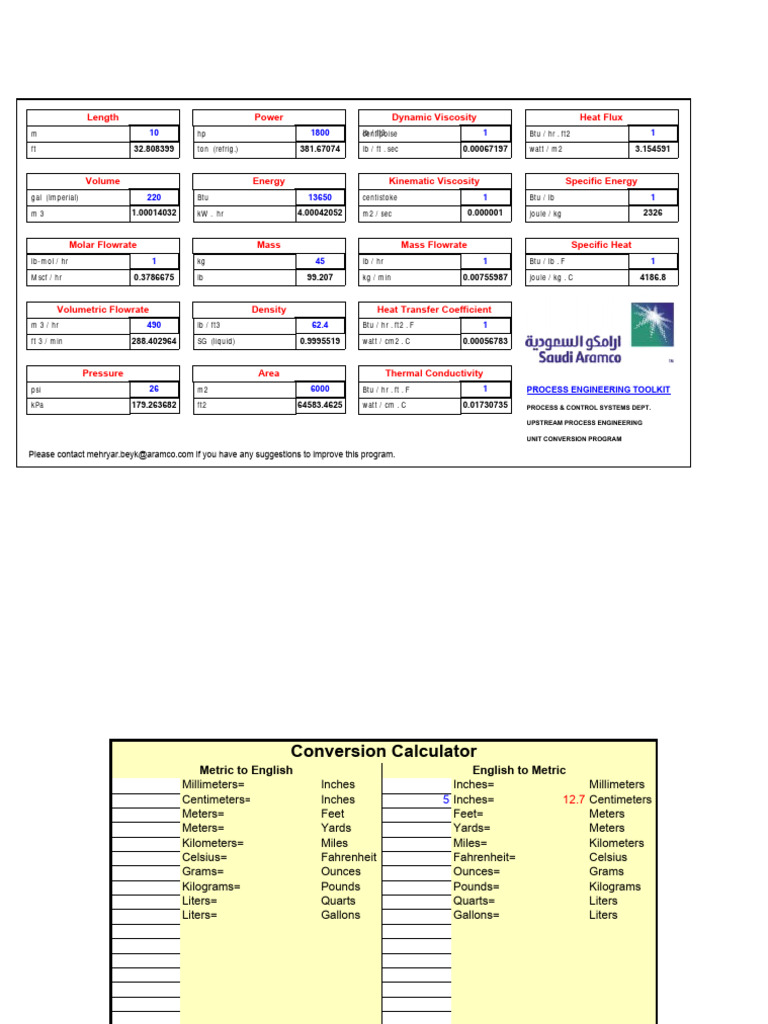 Conversion Calculator Pumps | PDF | Viscosity | British Thermal Unit