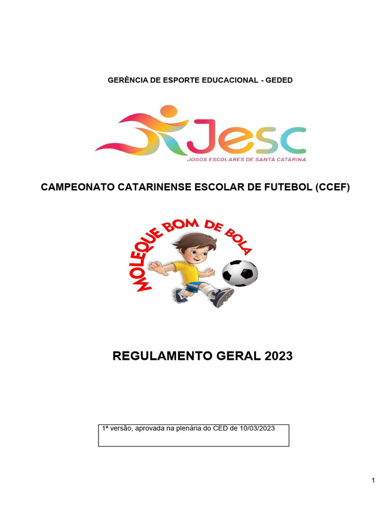 2023 Regulamento Geral Jesc 12 14 15 17 e Moleque e Resolucao 001 2023 | PDF | Voleibol ...