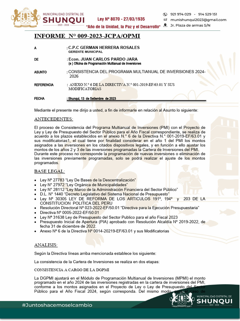 Informe Consistencia | PDF | Finanzas y dinero