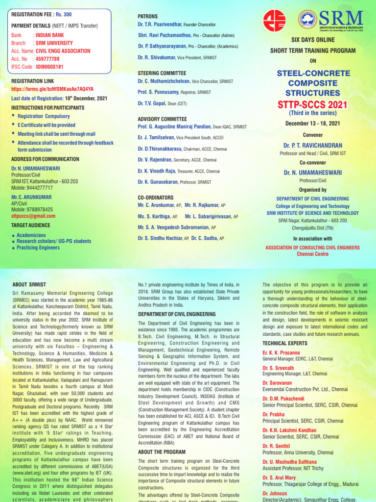 STTP SCCS 2021-Brochure | Download Free PDF | Science | Engineering