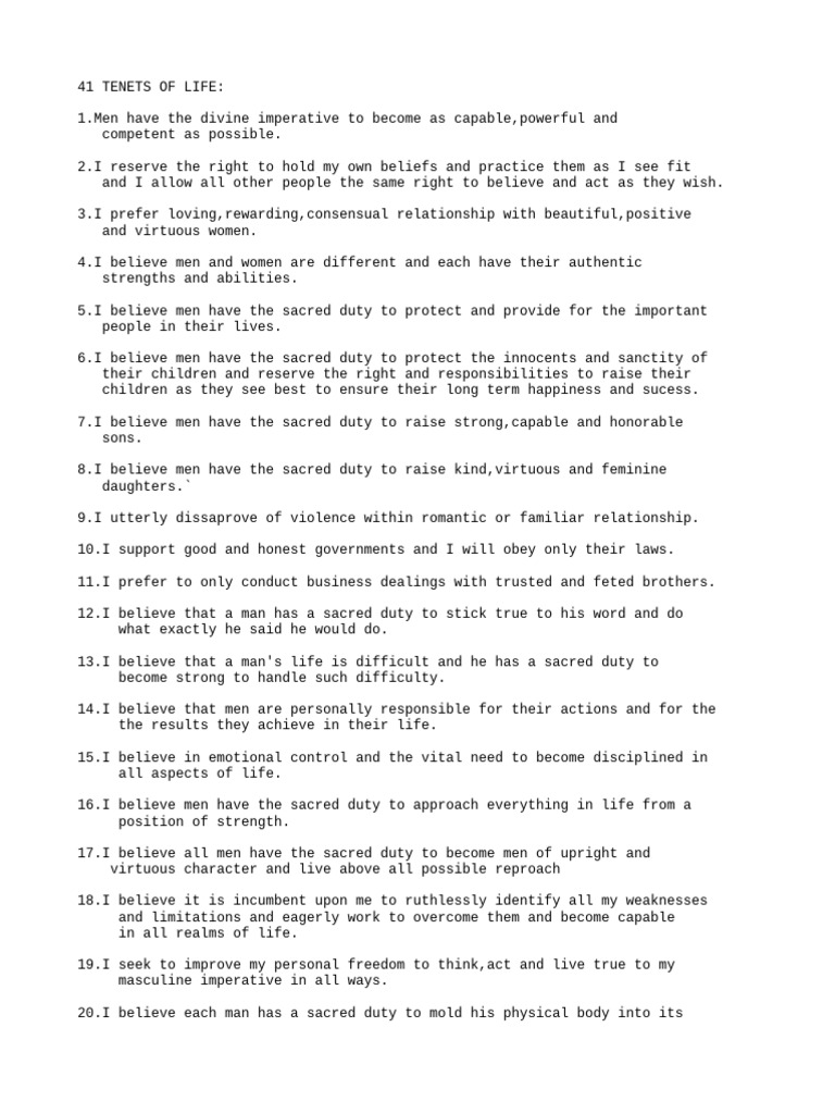 41 Tenets of Life | Download Free PDF | Happiness | Virtue