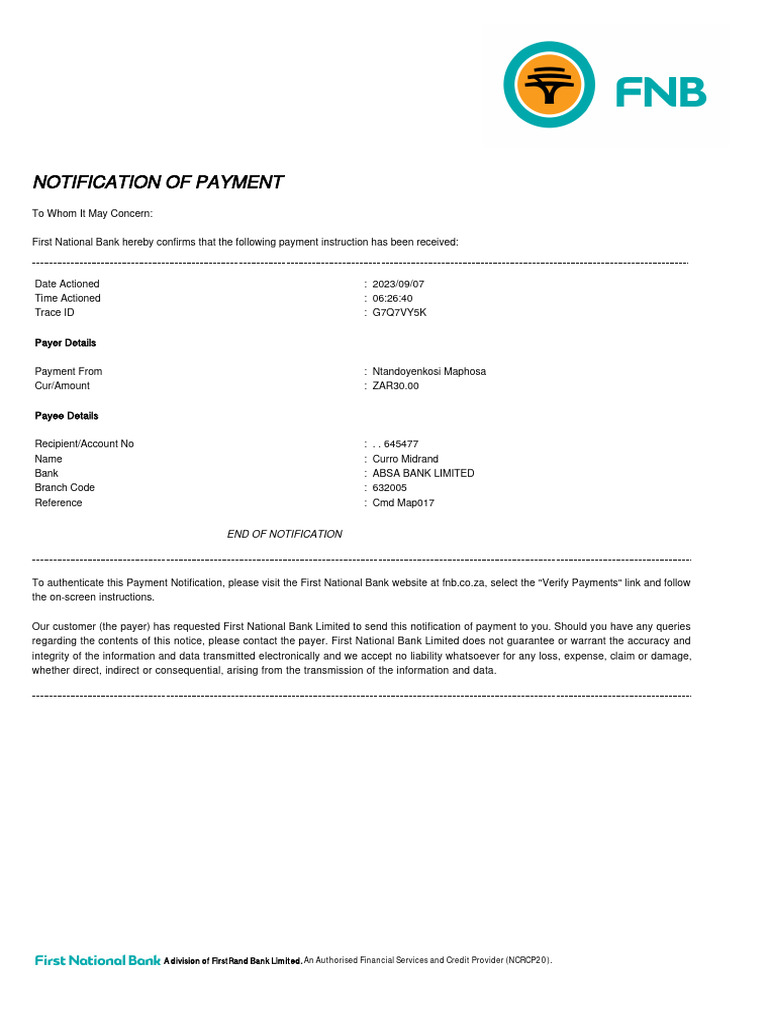 Payment Notification - PDF Outing | PDF | Finance & Money Management
